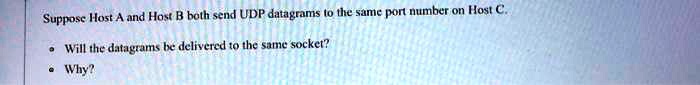 SOLVED: Suppose Host A and Host B both send UDP datagrams to the same port number on Host C ...