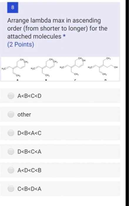 SOLVED: Arrange lambda max in ascending order (from shorter to longer ...