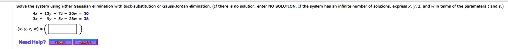 SOLVED: Texts: Solve the system using either Gaussian elimination with ...