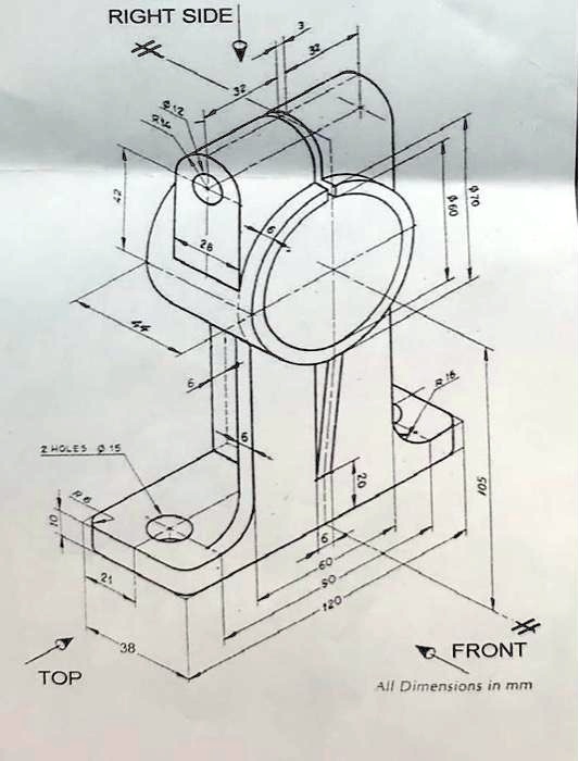 SOLVED: hello need help with top view side view front view scale 1:1 ...