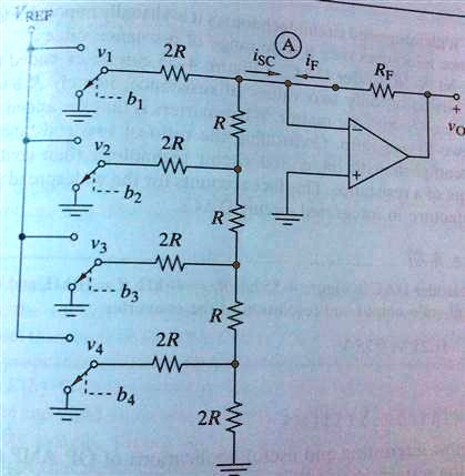 SOLVED: The R-2R ladder DAC in the image has RF = 40K-Ohms, R = 10K ...