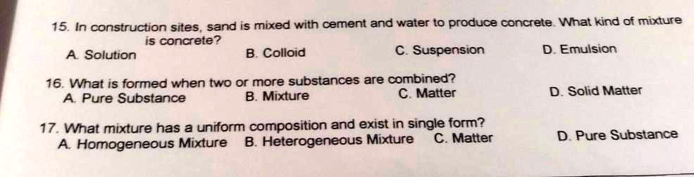 SOLVED: 'Pasagot po.•• Thankyou Mach. 15 In construction sites sand is ...