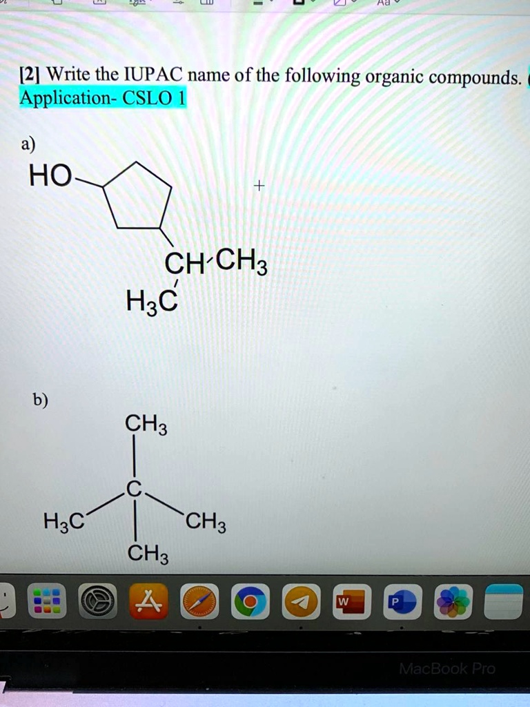 SOLVED: a) HO- CH-CH3 H2C b) CH3 H3C CH3 CH3