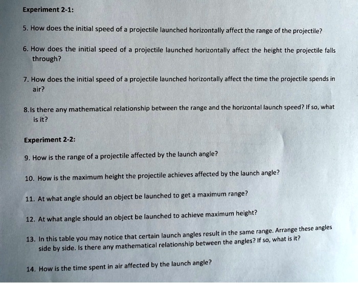 Experiment 2 1 5 How Does The Initial Speed Of A Projectile Launched