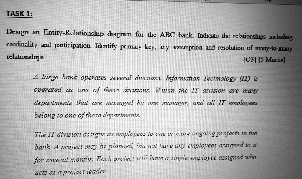 SOLVED: Design an Entity-Relationship diagram for the ABC bank ...