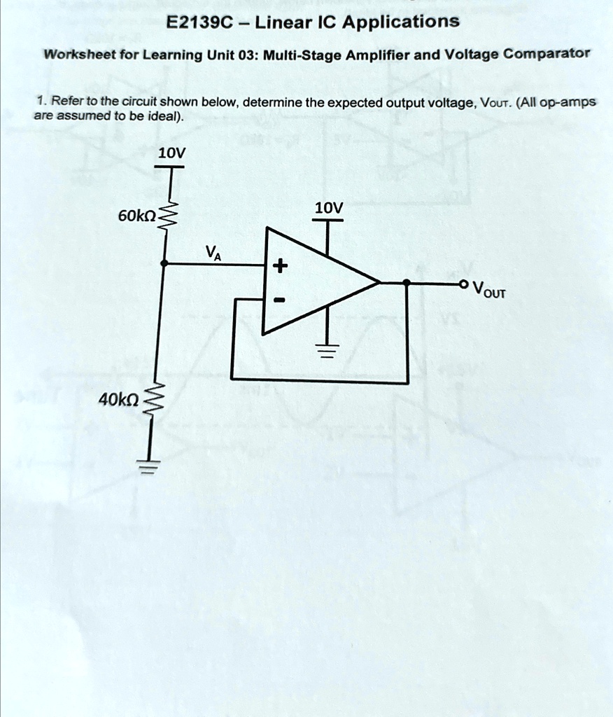 E2139C - Linear IC Applications Worksheet for Learning Unit 03: Multi ...