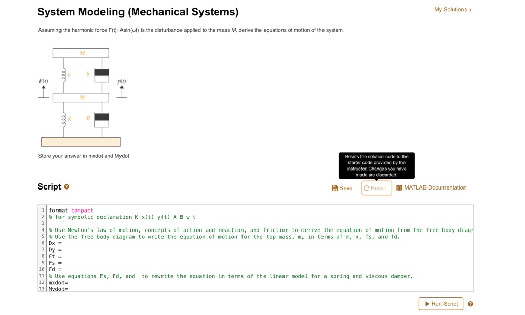 system modeling mechanical systems assuming the harmonic force ft asint is the disturbance ...