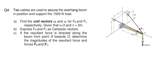 Q4. Two cables are used to secure the overhang boom in position and ...