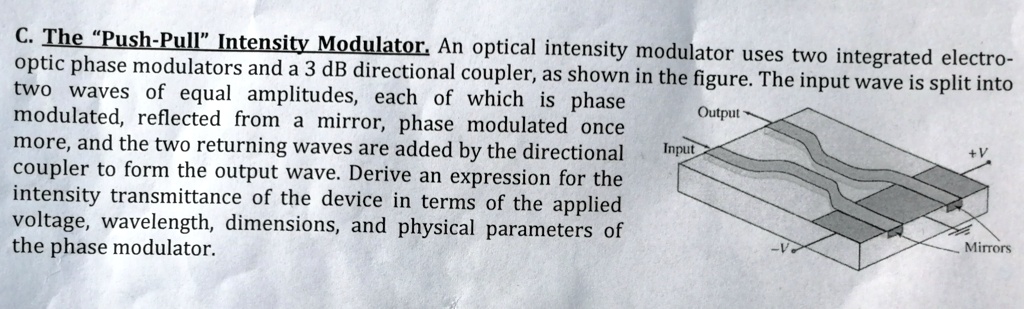 SOLVED: The "Push-Pull" Intensity Modulator. An optical intensity ...