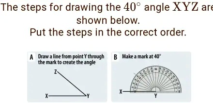 The steps for drawing the 40° angle XYZ are shown below. Put the steps ...