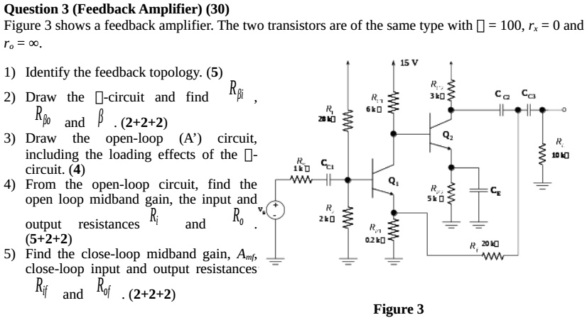 question 3 feedback amplifier 30 figure 3 shows a feedback amplifierthe ...