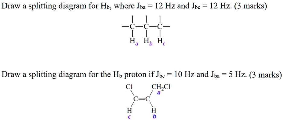 draw a splitting diagram for hb where jba 12 hz and jbc 12 hz 3 marks c ...