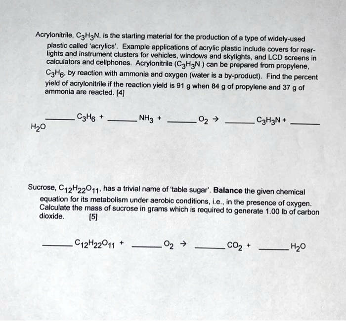 acrylonitrile c3h3n is the starting material for the production of a ...