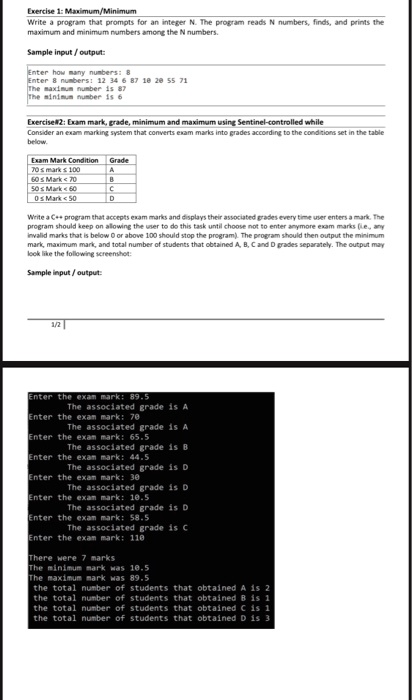 Exercise 1 Maximumminimum Write A Program That Prompts For An Integer N