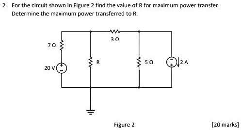 2. For the circuit shown in Figure 2 find the value of R for maximum power transfer. Determine ...
