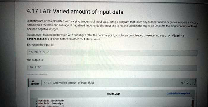 Solved 4 17 Lab Varied Amount Of Input Data Statistics Are Often Calculated With Varying