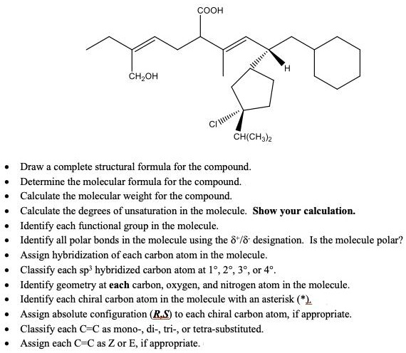 cooh chzoh cruus chch3hz draw complete structural formula for the ...
