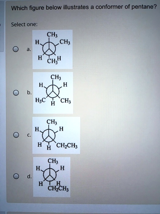 SOLVED: Which figure below illustrates a conformer of pentane? Select ...
