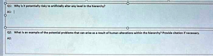 Q1: Why is it potentially risky to artificially alter any level in the ...