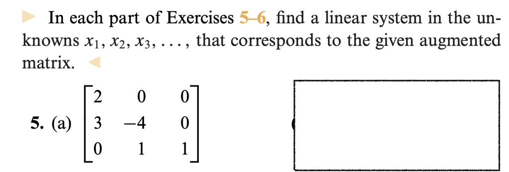 SOLVED: In each part of Exercises 5-6, find a linear system in the ...