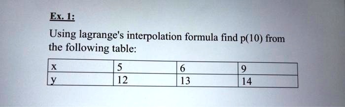 Exk Using Lagranges Interpolation Formula Find P10 From The Following Table 12 13 57903