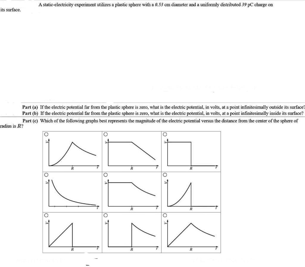 a static electricity experiment utilizes plastic sphere with a 053 cm ...