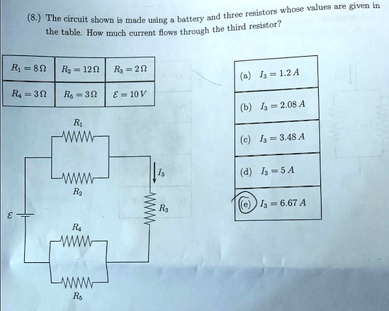 values are given in resistors whose the circuit shown mndc battery and chree using third ...