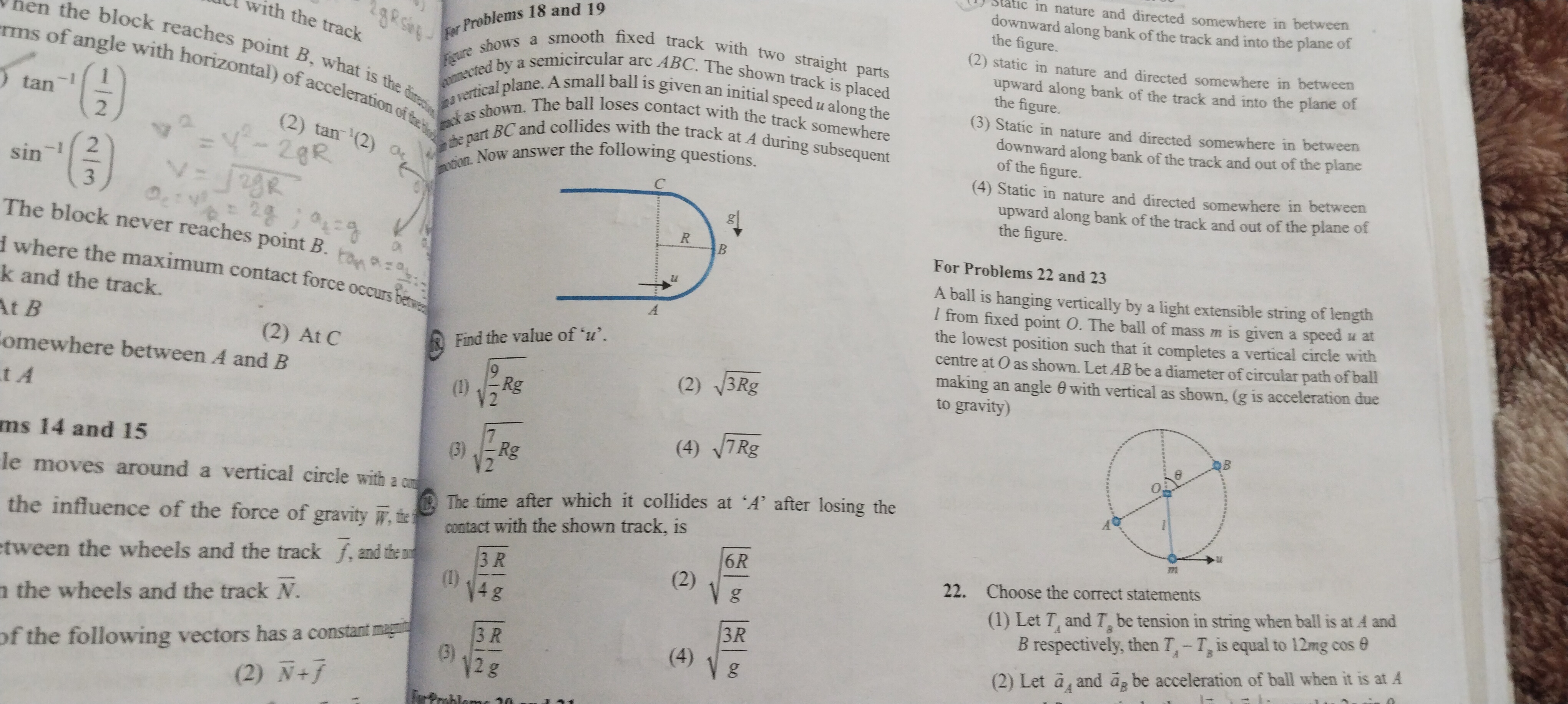 tan ^-1((1)/(2)) with horizontal) of acceleration the sected by a semicircular arc A B C. The ...