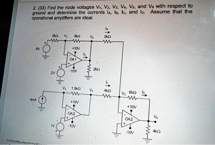 Texts: help 2.33 Find the node voltages V1, V2, V3, V4, V5, and Vs with respect to ground and ...