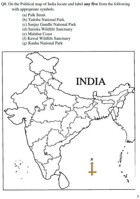 on the political map of india locate and label any five from the ...