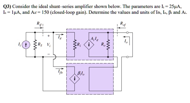 Q3) Consider the ideal shunt-series amplifier shown below. The ...