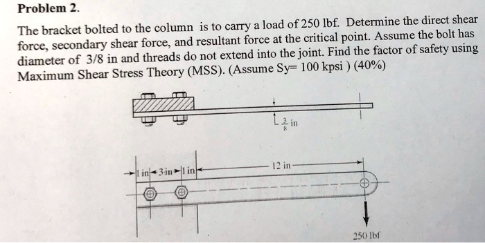 Problem 2. The bracket bolted to the column is to carry a load of 250 ...