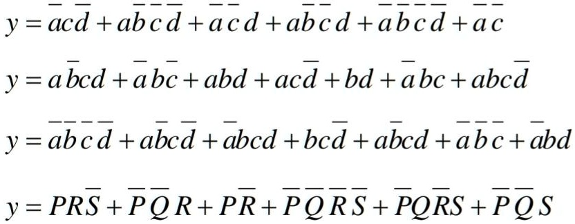 simplify the following logic functions using karnaugh maps y acd abcd acd abcd abcd ac y abcd ...