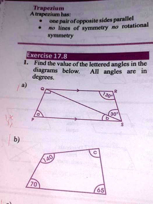 Trapezium A trapezium has: * one pair of opposite sides parallel * no lines of symmetry no ...