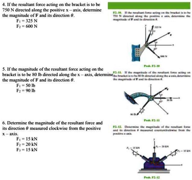 4. If the resultant force acting on the bracket is to be 750 N directed ...