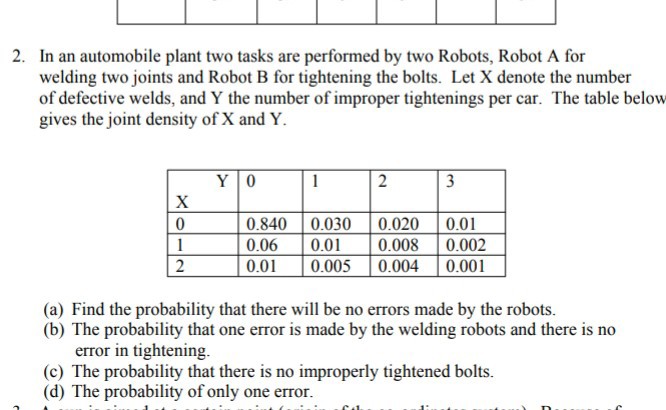 SOLVED: 2. In an automobile plant two tasks are performed by two Robots ...