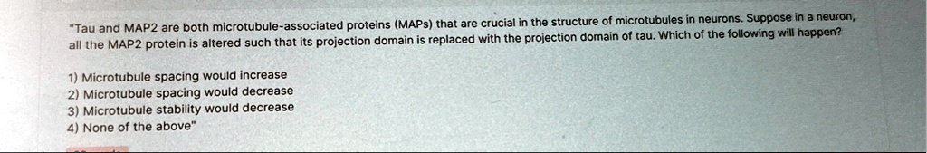 tau and map2 are both microtubule associated proteins maps that are ...
