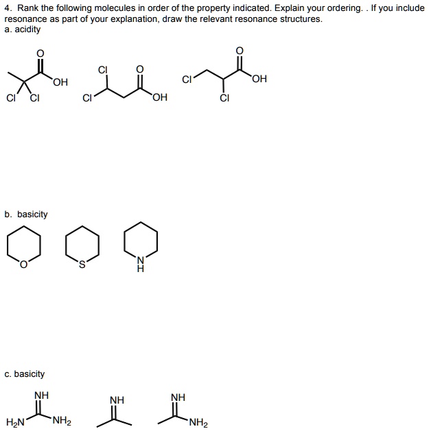 SOLVED: Rank the following molecules in order of the property indicated ...