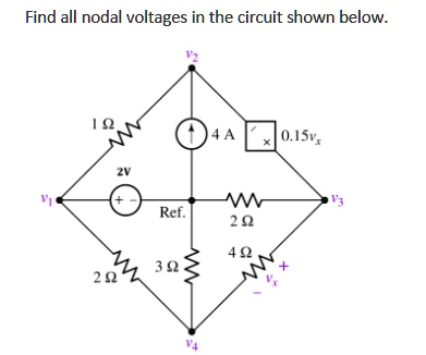Find all nodal voltages in the circuit shown below.