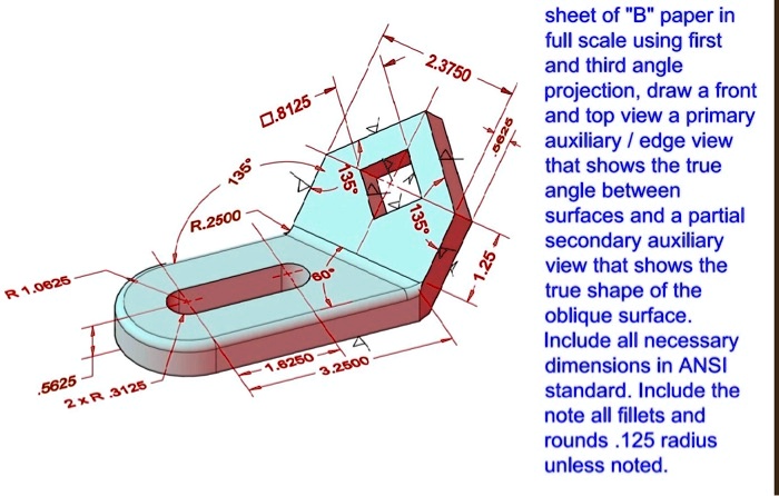 Sheet of "B" paper in full scale using first and third angle projection ...
