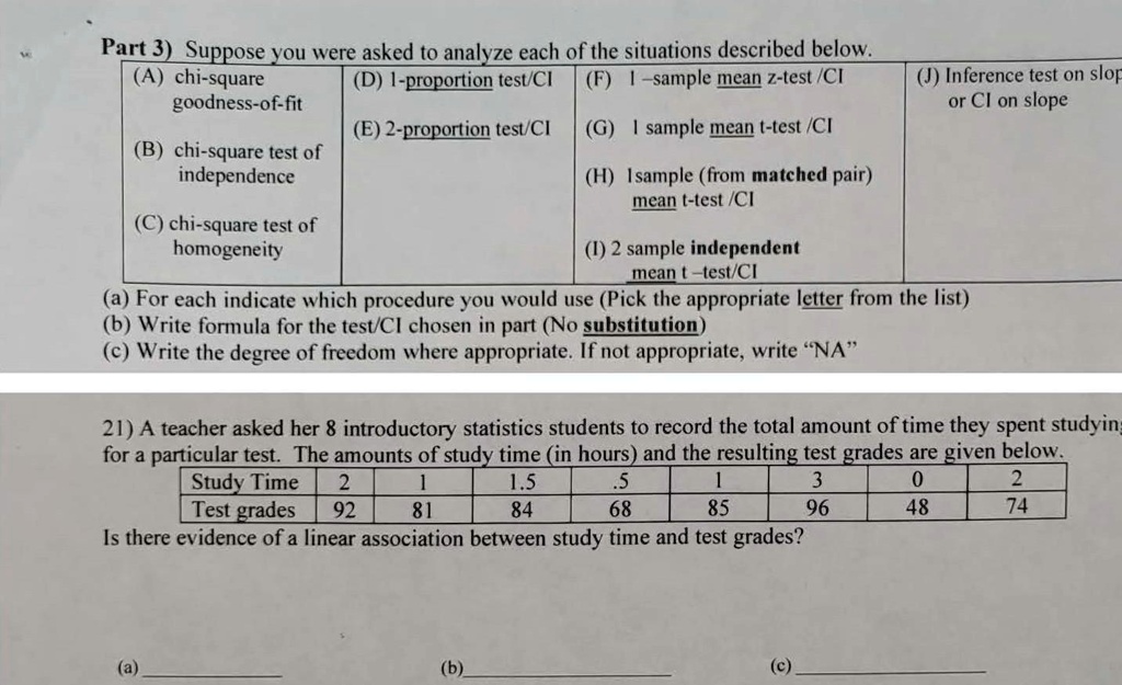 Part 3) Suppose you were asked to analyze each of the situations ...