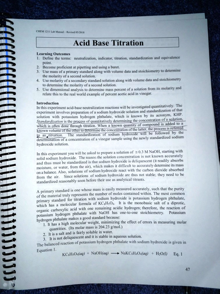 SOLVED: CphT2Ldnnulel Kevisl (S2018 Acid Base Titration Learning ...