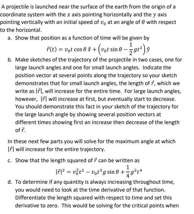 SOLVED: A projectile is launched near the surface of the earth from the ...