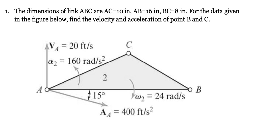 1 the dimensions of link abc are ac10 in ab16 in bc8 in for the data ...