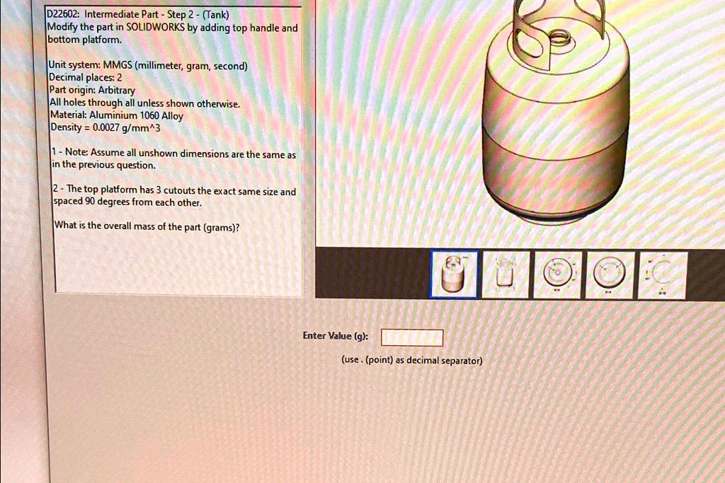 d22602 intermediate part step 2 tank modify the part in solidworks by adding top handle and ...