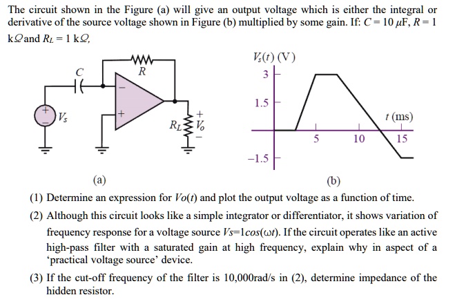 the circuit shown in the figure a will give an output voltage which is either the integral or ...