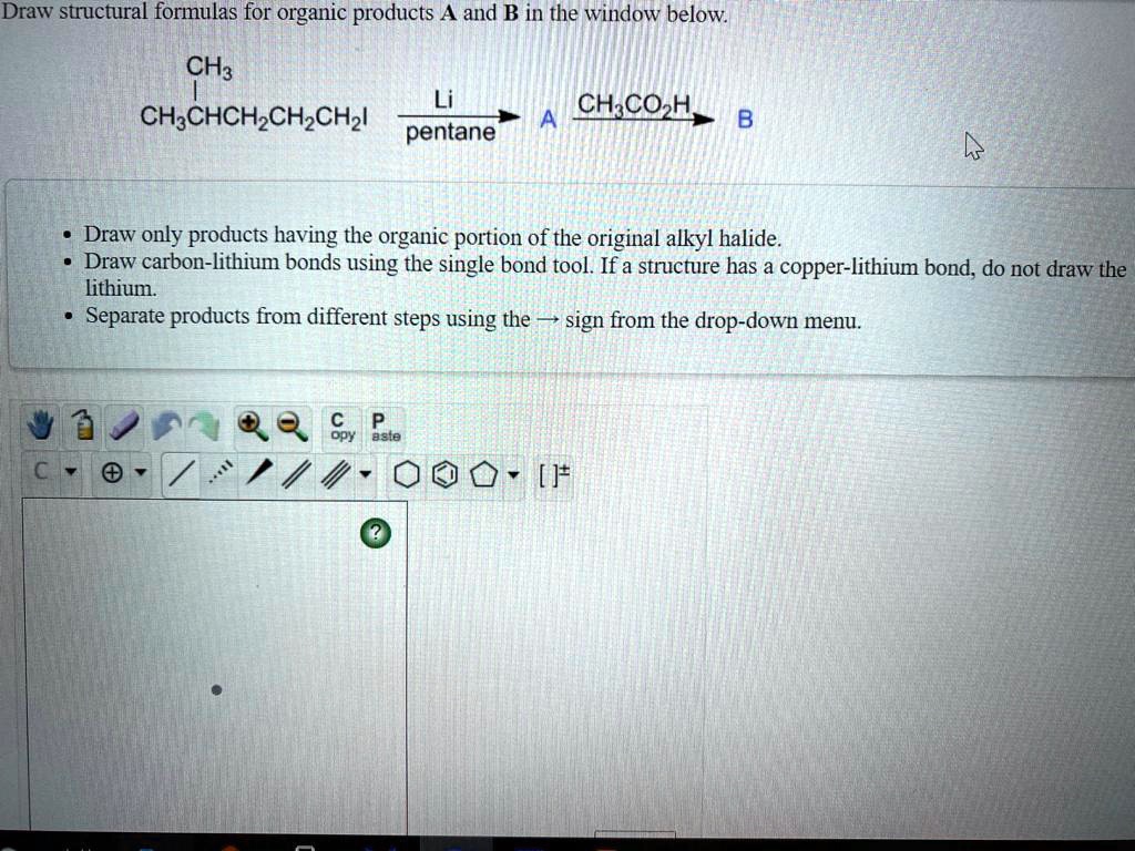 SOLVED: Draw structural formulas for organic products A and B in the ...