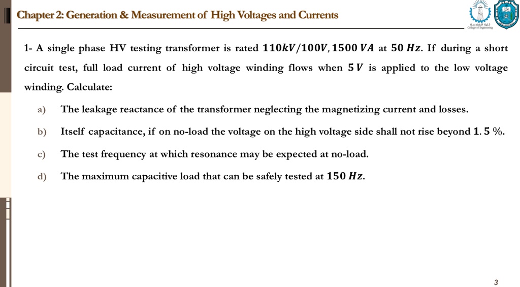 [GET ANSWER] chapter 2 generation measurement of high voltages and ...