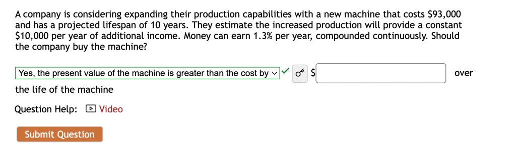 SOLVED: A company is considering expanding their production capabilities with a new machine that ...