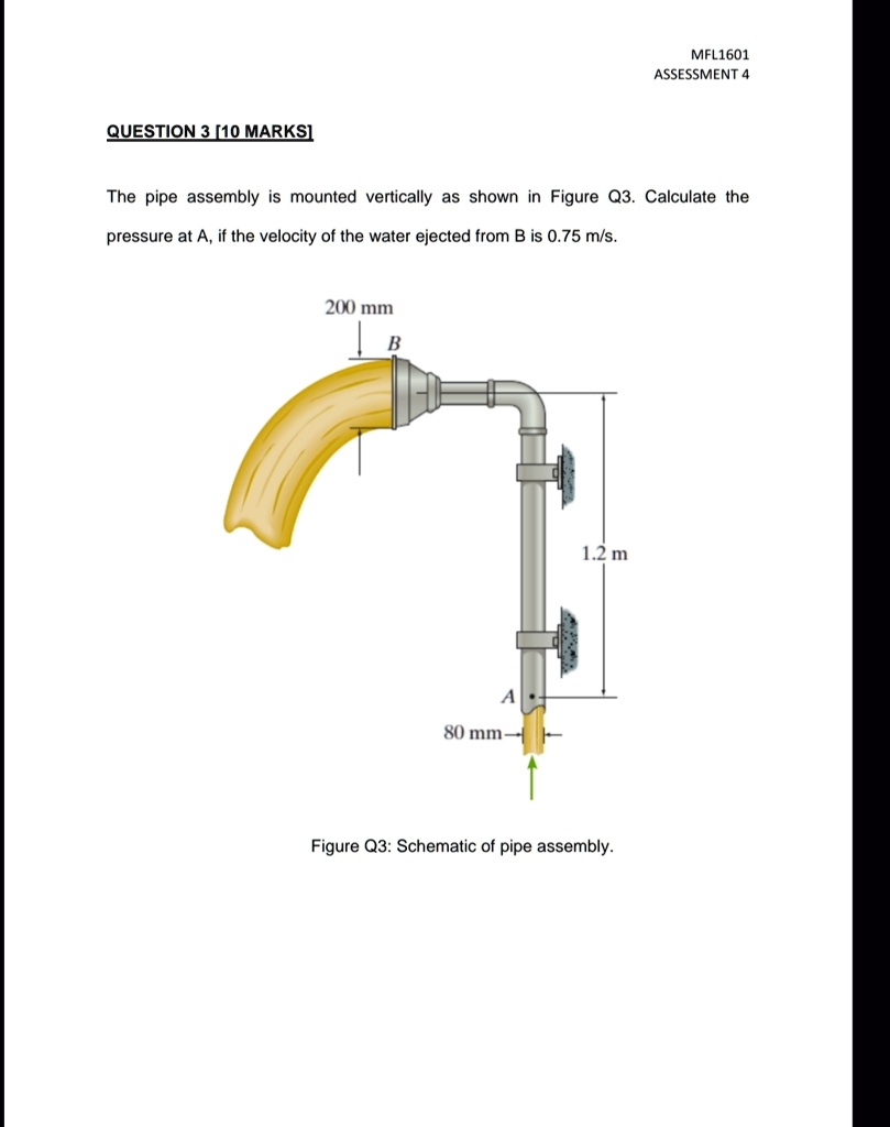 QUESTION 3 [10 MARKS] MFL1601 ASSESSMENT 4 The pipe assembly is mounted vertically as shown in ...